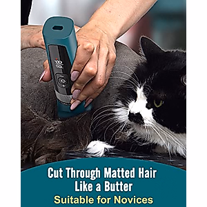 oneisall Grooming Clippers Kit for Matted Long Hair, 5-Speed Cordless Low Noise Pet Hair Clipper Trimmer Shaver for Dogs Cats Animals (Green)