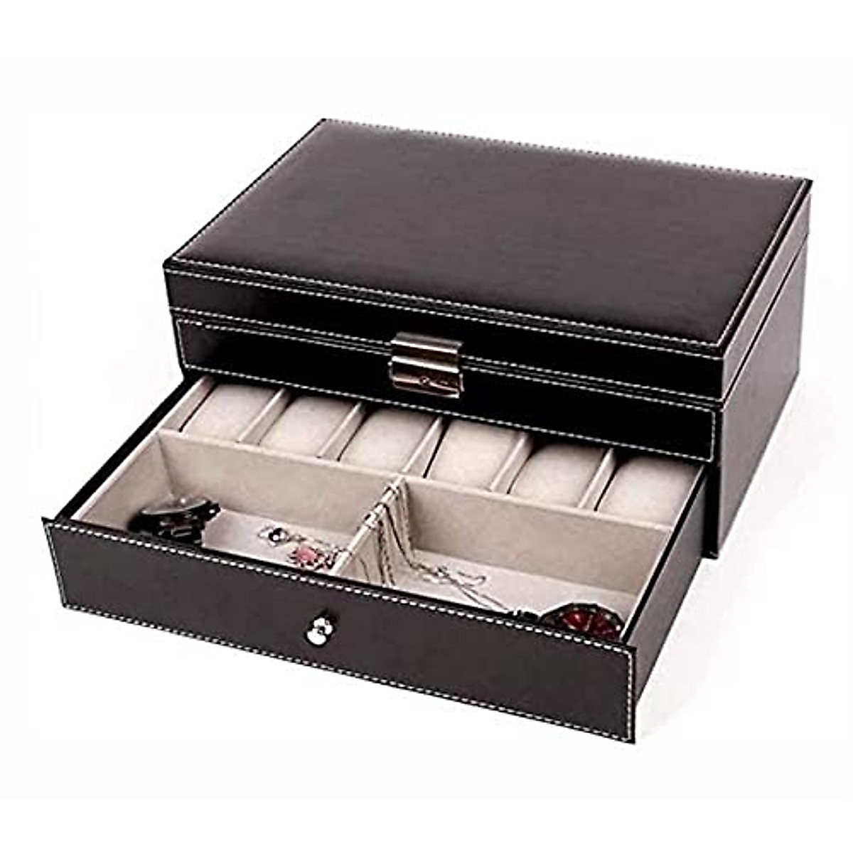 TOEWOE Portable Jewelry Box, 2-Layer Jewelry Organizer with Drawers, Jewelry Storage, Jewelry Box Organizer for Girls Women