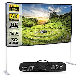 ZENY Projector Screen with Stand 100 Inch 16:9 HD Washable & Wrinkle Free 4K Projection Screen for Outdoor Movie Double Side Video Screen for Home Theater,Camping