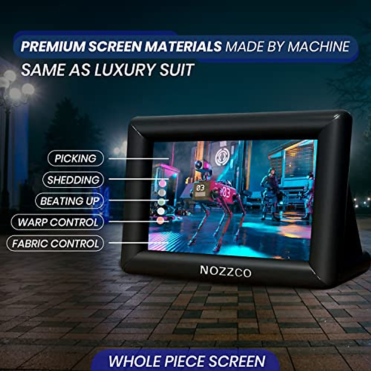 16 FT Outdoor Inflatable Projector Screen -NOZZCO- Portable Giant Movie Screen + 10x Printable Movie Ticker Templates + Lightweight & Easy to Inflate –Premium Material Made for Family Pool Party