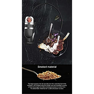 KENKUO Food Smoking Gun, Portable Handheld Indoor-Outdoor Smoke Infuser Cold Smoke Generator Tool for Meat, Drinks, BBQ, Cheese, (Black), 125x55x125mm, G01K