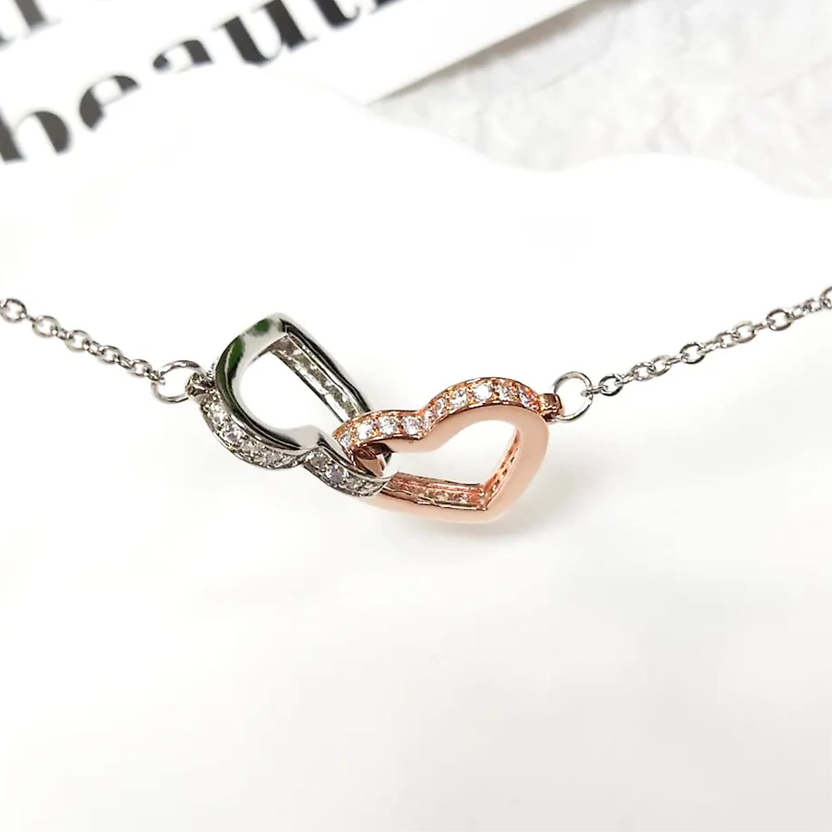 Mom to Be Gift - Sterling Silver S925 Interlock Heart Necklace with a Message Card Pregnancy Gifts for First Time Moms Expecting Women Pregnant Wife Valentine's Mother's Day Christmas Birthday