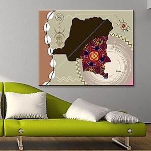 Congo Map Poster Art DRC Central African Decor Design Unframed