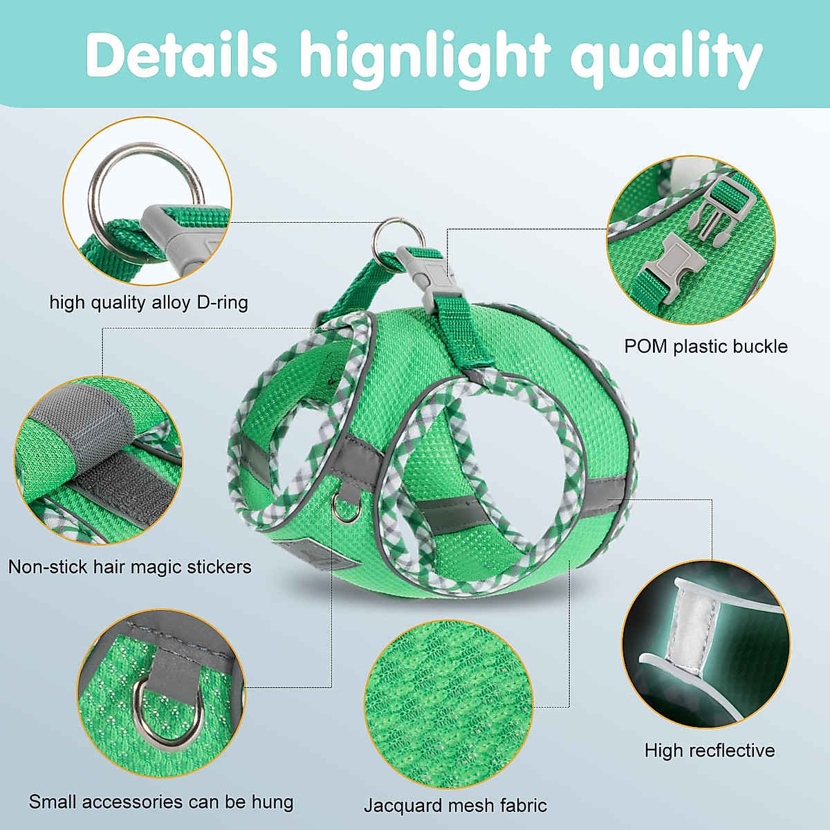 TomteNisse Dog Harness and Leash Set, No Pull Pet Harness for Small Dogs Easy Walking,Soft Breathable Small Dog Harness,Adjustable Reflective Step in Vest Harness for Puppy,Kitten, Cats