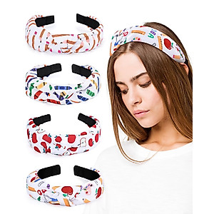 CiyvoLyeen Teacher Headbands for Women Knotted Wide Headbands Stylish Accessories for Girls Perfect for Teacher Hair Clips Appreciation Week Back to School and Holiday Gift Ideas Set of 4