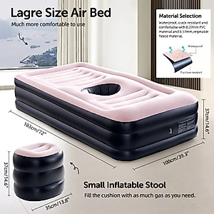 Neoflavie New Upgraded BBL Bed with Hole-Inflatable BBL Bed After Surgery,Brazilian Butt Lift Surgery Recovery Mattress with Carrying Bag & Air Pump,Waterproof Plant Velvet Touch for Relax Sleep-Pink