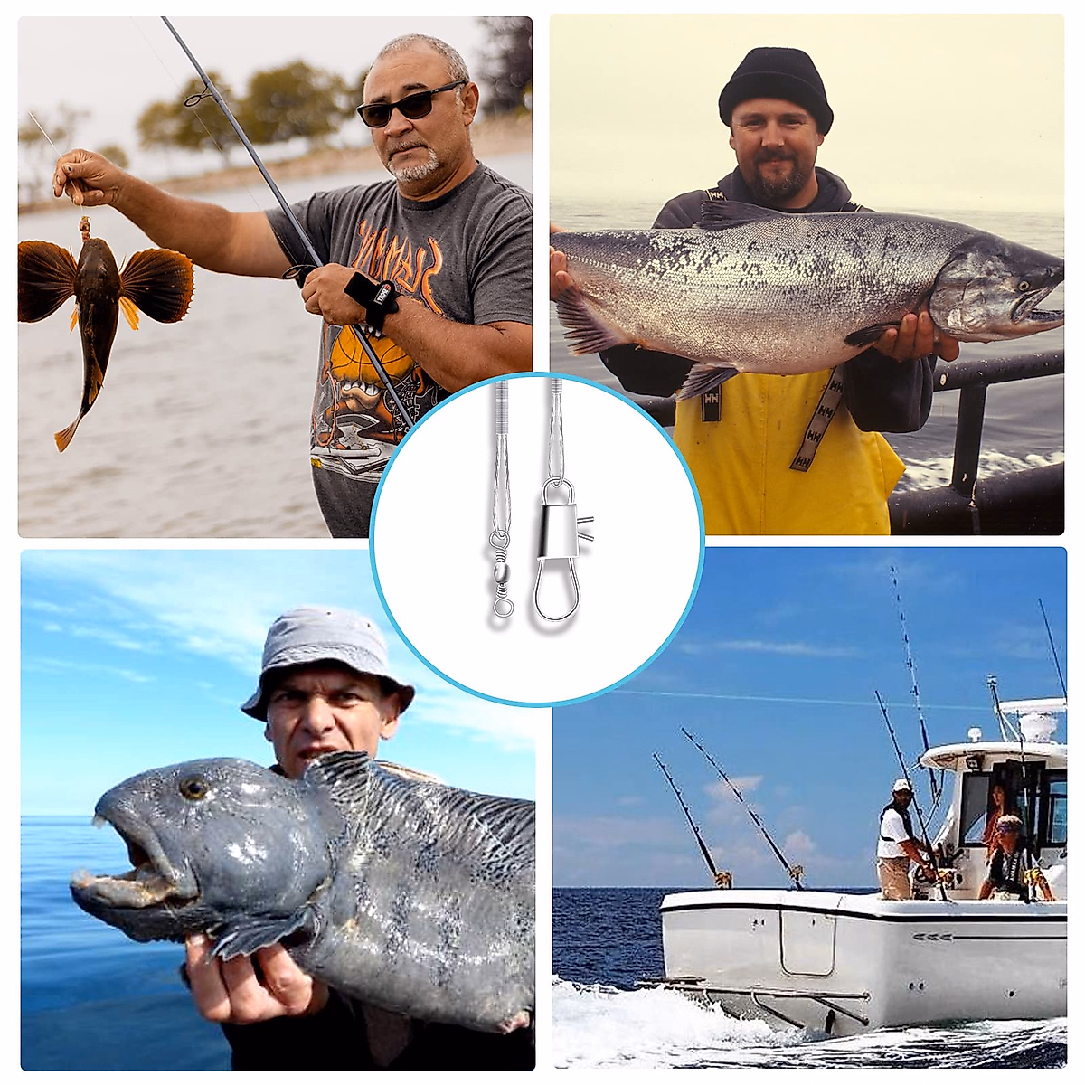 KINBOM 90pcs Fishing Tackle Leaders, Stainless Steel Fishing Leader Line Wire with Swivel Buckles for Saltwater & Freshwater Connecting Fishing Tackle Lure or Hook (Silver)