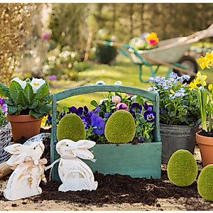 6 Easter Green Mossy Eggs Spring Decor Artificial Fuzzy Flocked Moss Balls Decorative Holiday Furry Covered Egg for Indoor Home Kitchen Table Shelf Bowl Decorations & Outdoor Garden Yard Potting Craft