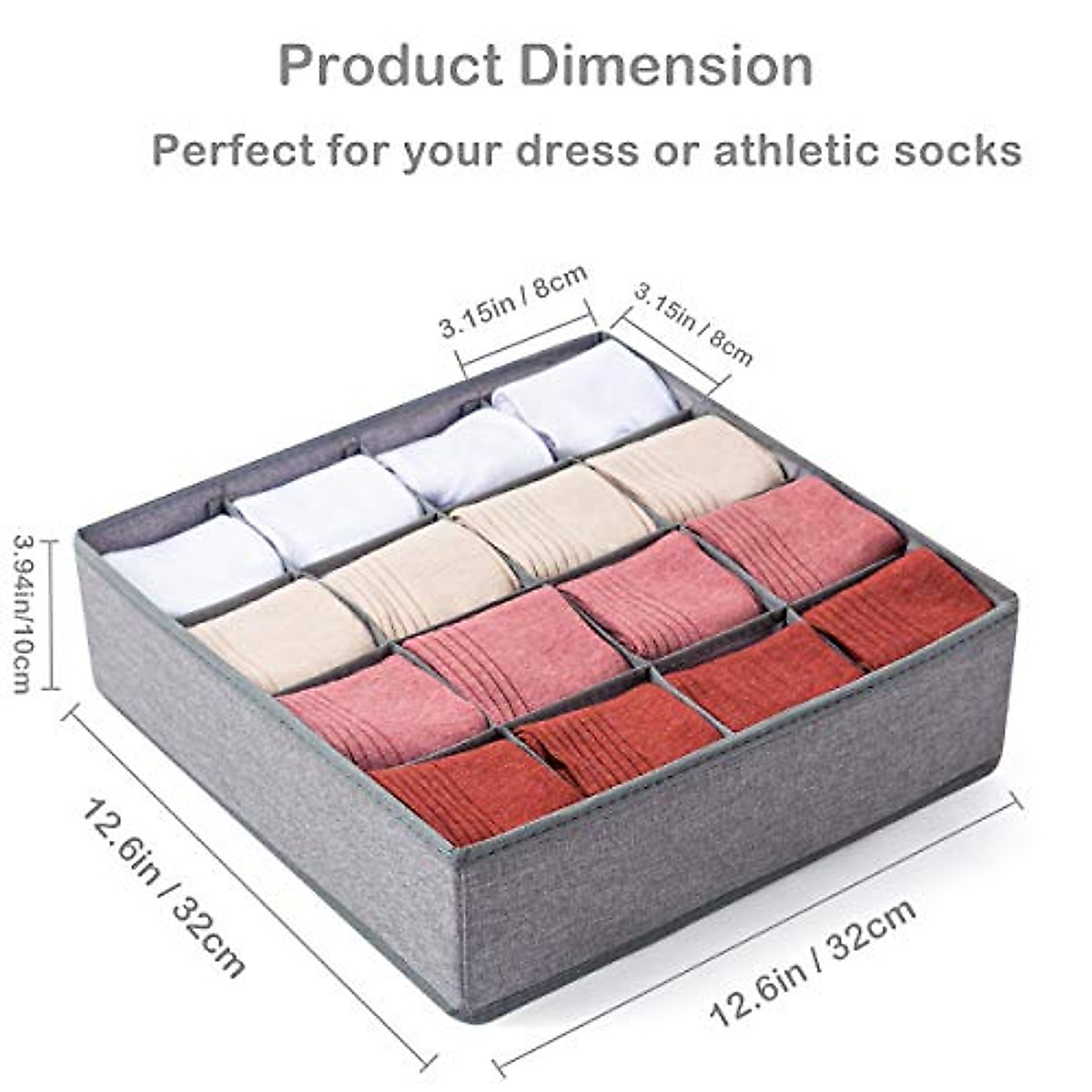 Qozary 24 and 16 Cell Closet Socks Organizer Drawer Divider, Collapsible Closet Cabinet Organizer Underwear Storage Boxes for Storing Socks, Lingerie, Underwear