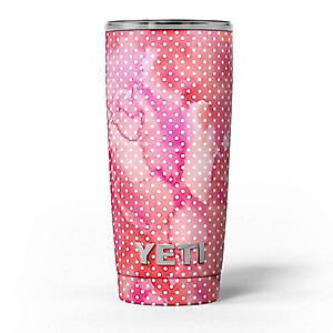 Design Skinz The Red and Pink Watercolor Polka Dots - Skin Decal Vinyl Wrap Kit Compatible with The Yeti Rambler Cooler Tumbler Cups