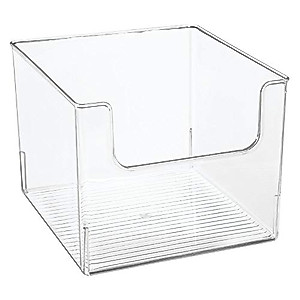mDesign Plastic Home Storage Organizer Bin for Cube Furniture Shelving in Office, Entryway, Closet, Cabinet, Bedroom, Laundry Room, Nursery, Kids Toy Room - Open Front - Clear