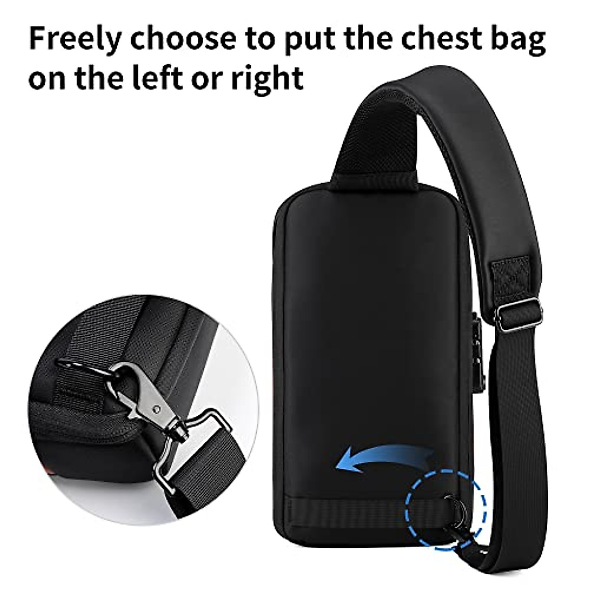 Kingsons Crossbody Bag Sling Backpack - Mini Anti theft Travel Sling Man Bag with Charging Port, Small Chest Shoulder Side Backpack for Traveling, Leisure, Commuting,Fit for 9.7" ipad