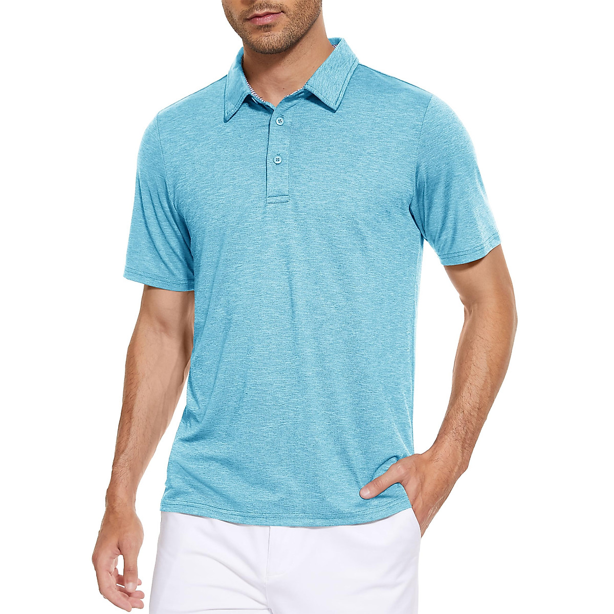 Polo Shirts for Men Short Sleeve Shirts Golf Shirts for Men Casual Shirts Summer T-Shirts Work Shirts for Men Quick Dry Shirts Outdoor Polo Shirt Water Blue