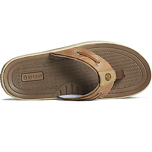 Sperry Mens Baitfish Thong Sandals, Dark Tan, 12