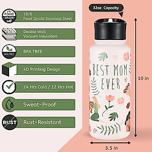 Gifts For Mom From Daughter, 32 Oz Insulated Water Bottle With Two Lids, Mom Birthday Gifts From Daughter, Birthday Gifts For Mom, Mom Gifts From Daughters, Mother Daughter Gift, Best Mom Ever Gifts