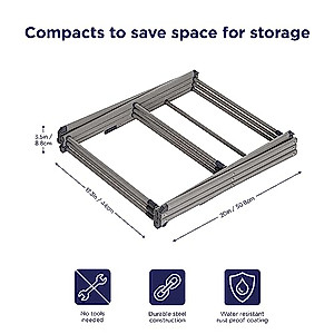 BLACK + DECKER Laundry Organization Expandable/Collapsible Clothes Drying Rack. Essential for Camping/Trailers or Anywhere You Air Dry Laundry. Oversized for Multiple Garments, Grey