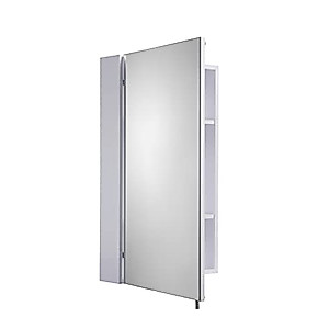 Croydex Finchley Single Door, Surface Mount Flexi-Fix Easy Hanging System Medicine Cabinet, 16 in (W) x 26 in (H) Stainless Steel