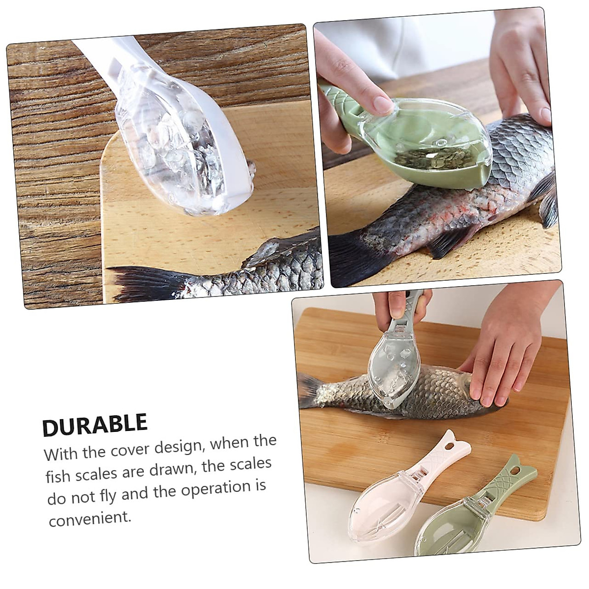 Holibanna 6 pcs Scale Remover Fish Cleaning kit Shrimp deveiner Tool frogmore Shrimp Cleaner Fish Scaler Shrimp Peeler and deveiner Tool Coconut Grater Tools as Peeling Machine with Cover