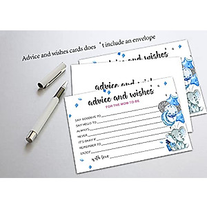 Yuansail Blue Elephant Advice And Wishes Cards For The Mom-To-Be, Baby Advice Cards For New Mom, Baby Shower Party Game,Decorations Party Supply，25 Cards(bb006-JYK 006)