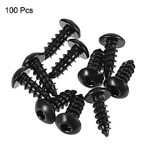 uxcell Hex Socket Self Tapping Screws, M4 x 12mm Carbon Steel Wood Screw 100pcs