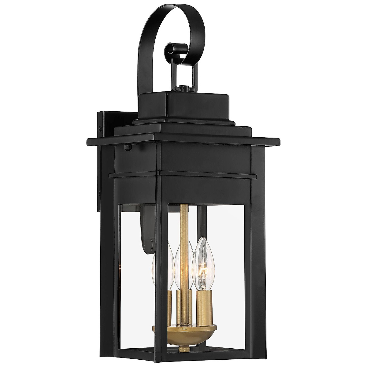 Franklin Iron Works Bransford Rustic Farmhouse Outdoor Wall Light Fixture Black 3-Light 19" Clear Glass Shade for Exterior Barn Deck House Porch Yard Patio Outside Garage Front Door Garden Home