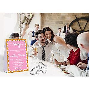 Pink Wavy Border Don't say Bride or Wedding Game, Put a Ring on It Bridal Shower Game with 50 Fake Rings, Modern Bridal Shower Decorations, Wedding Shower or Bachelorette Party Supplies - 07