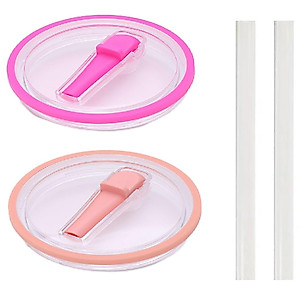 2 PCS 40 oz Replaceble Tumbler Flip Straw Lid for Stanley Cup With straw，Reusable Tumbler Cover, Spill Proof Splash Resistant Tumbler Lids (Black and White)