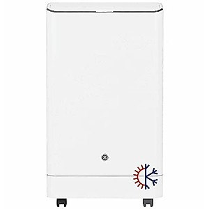 GE 13,000 BTU Heat/Cool Portable Air Conditioner for Medium Rooms up to 550 sq ft. (9,800 BTU SACC), 4-in-1 with Dehumidify, Fan, Heat Pump and Auto Evaporation, Included Window Installation Kit