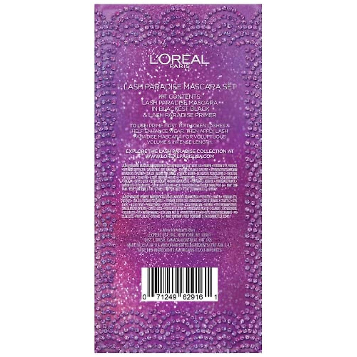 L’Oreal Paris Voluminous Lash Paradise Mascara & Lash Primer Holiday Set, Blackest Black and Millennial Pink, 1 kit