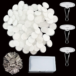 posame 90 Pack Self Adhesive Ceiling Hooks for Hanging - Small Sticky Damage-Free No-Drill Ceiling Discs with Metal Hook, Removable Transparent Wall Hook for Festival Wedding Party Décor