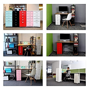 5 Drawers Mobile Storage Cabinet File Cabinet,Small Rolling Vertical File Cabinet,Vertical Filling Cabinet on Wheels,Metal Mobile File Cabinet with Lock Casters, Under Desk Metal Locker Cabinet, Red