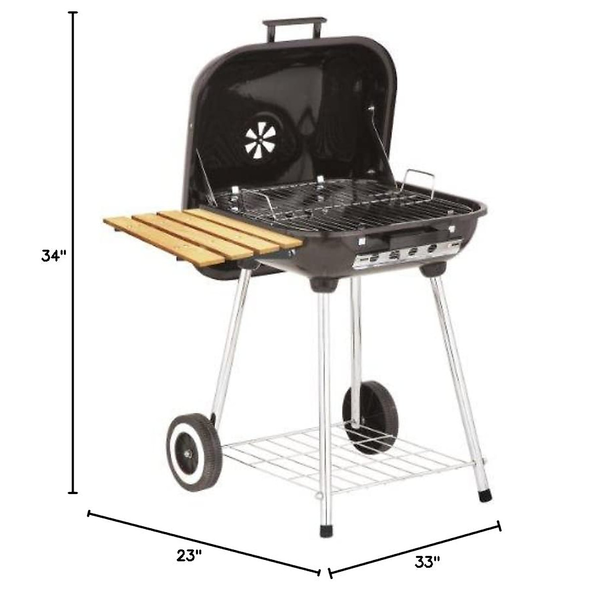 Marsh Allen 18623 22-Inch Covered Charcoal Brazier with Wood Shelf