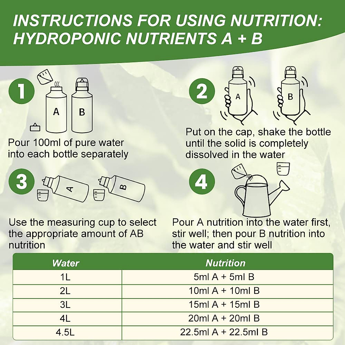 Hydroponic Plant Food (600ml in Total), A&B Indoor Plant Food for Hydroponics System and Potted Houseplants, Seed Pods kit Plant Food Hydroponic Nutrients for Growing Vegetables Fruits Flowers Herbs