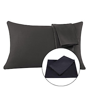Mohap Zipper Pillowcase 2 Pieces Brushed Microfiber 1800 Hotel Quality Super Soft Pillow Cover No Shrinkage No Fade Pillow Protectors - Gray, Queen
