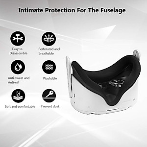 Vakdon VR Shell Protective Cover Compatible for Oculus/Meta Quest 2 Front Face Protector Cover Anti Scratch Anti Dust Anti Shock, Soft and Washable (Transparent)