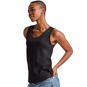 Hanes Originals Top, Cotton Tanks for Women, Relaxed Fit, Sleeveless, Plus, Black, Large
