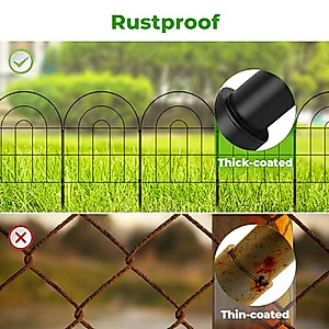 inpowerus Decorative Garden Fence 10 Panels Metal Rustproof No Dig Fencing Easy Use Animal Barrier for Small Dogs Flower Bed Yard Plant Decor, 24in(H) x 10ft(L) Arched