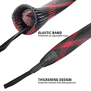 SF Fishing Casting Rod Socks Braided Mesh Rod Sleeve Cover Protector Pole Gloves Six Colors 6PCS Fit Casting Rod 6-1/2FT to 7-1/2FT