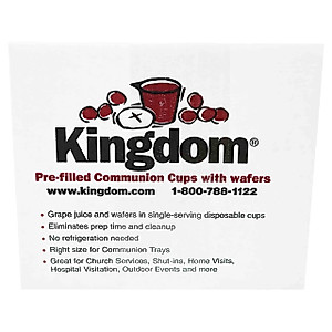 Kingdom Prefilled Communion Cup with Wafers(100 ct-red juice) Sealed in a Single-Serving Container with 1-Year Shelf Life, Perfect for Holy Eucharist Celebration in Hospitals, Summer Camps, and more!