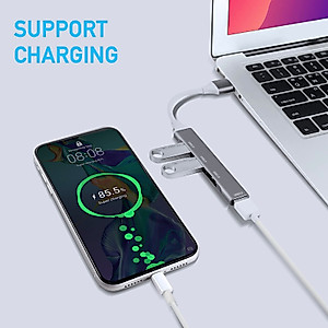 USB Hub 4-Port USB Hub Ultra-Slim Data USB Splitter Portable Aluminium Alloy Mini USB Hub Extensions Applicable for Laptop, MacBook, Mac Mini/Pro, Surface, Notebook PC, PS4, Flash Drive, Mobile HDD