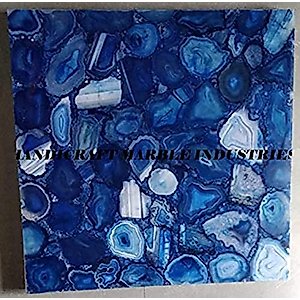 33" x 33" Inch Blue Agate Stone Square Dining Table Top, Blue Agate Stone Square Coffee Table Top, Blue Agate Stone Square Centre Table Top, Piece Of Conversation, Family Heir Loom