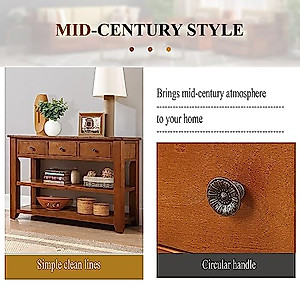 Daxue Console Table with 3 Drawers and 2 Shelves, 48.8" W Pine Wood Vintage Hallway Foyer Table with Storage Shelves, Narrow Long Sofa Entryway Table for Living Room Distressed Finish(Brown)