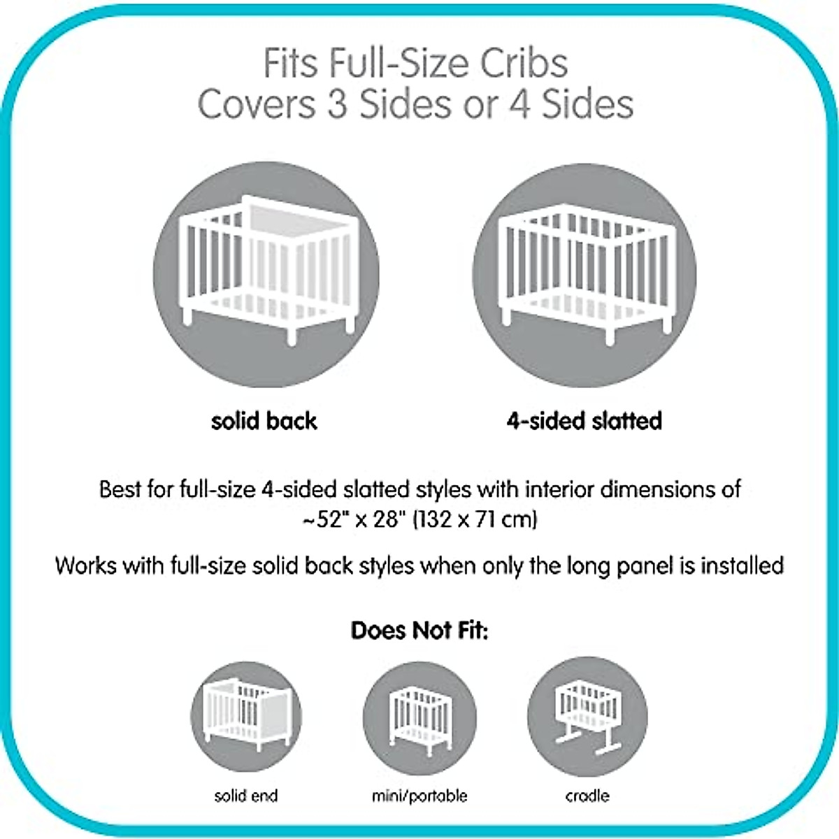 AirflowBaby Mesh Crib Liner — Essential Collection — White 9” — Fits Full-Size Four-Sided Slatted and Solid Back Cribs