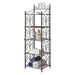 Kings Brand Furniture - 5 Tier Bathroom Storage Shelf Unit, Free-Standing Metal Rack Shelving for Kitchen, Living Room, Hallway, Pewter