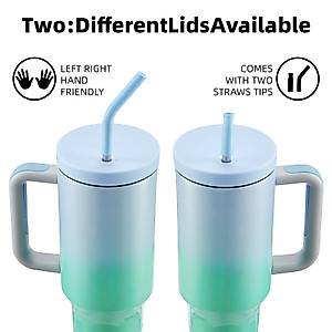 40 oz Tumbler with Handle and Straw Lid, Reusable Leak-Proof Insulated Tumblers, Stainless Steel Coffee Tumbler Cups, Travel Mug for Home Office, Keep Cold 34Hrs, Cup Holder Friendly(Arctic Forest)