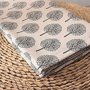 Sheicon Cotton Linen Blend Fabric by The Yard 60" Wide Floral Printed Decorative Fabric for DIY Projects and Tablecloth Making Color Grey Tree Size 2 Yards