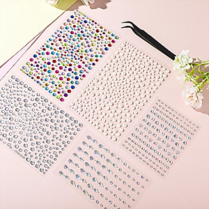 Face Gems Stick On, 2089 Pcs Face Jewels for Makeup Festival Concert Face Stickers Self Adhesive Rhinestone Stickers for Face Hair Eye Nail Crafts