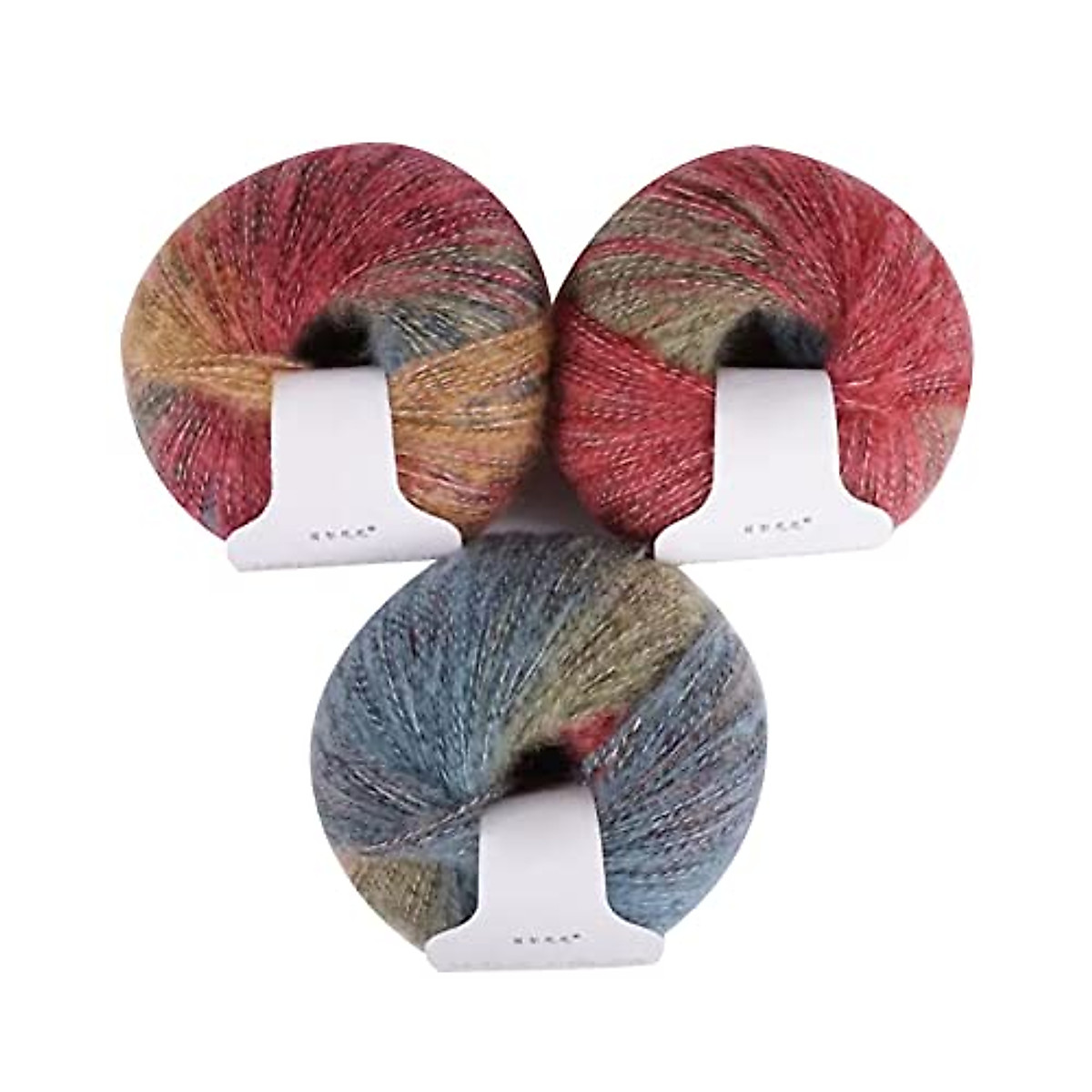 Mohair Yarn for Knitting & Crocheting, 3 Skeins Gradient Multi Color Wool Yarn Soft Fuzzy Mohair Knitting Yarn for Crochet Baby Clothes Hats Sweater Scarf, 30g/Skein