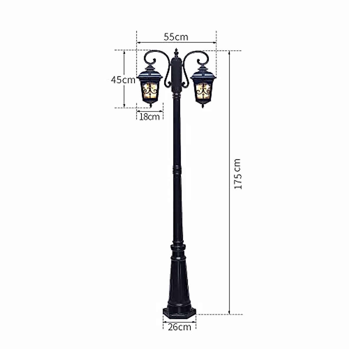 MCABUJT High Pole Garden Waterproof Outdoor Street Light，European E27 Courtyard Light ，2 -Heads Retro Outdoor Home， Villa Garden Community High Post Lamp Garden Lights