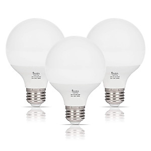 Simba Lighting LED Vanity Globe G25 (G80) Light Bulb for Bathroom, Makeup Mirror | Decorative White Frosted Cover, 8W, 60W Equivalent, 120V, Standard E26 Medium Base, Daylight 5000K, Pack of 3
